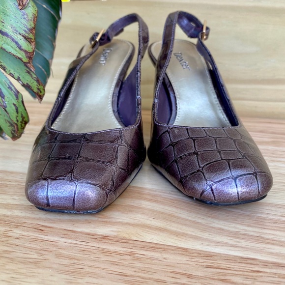 Dexter | Shoes | Dexter Faux Croc Brown Slingback Pumps 3 Size 5 | Poshmark